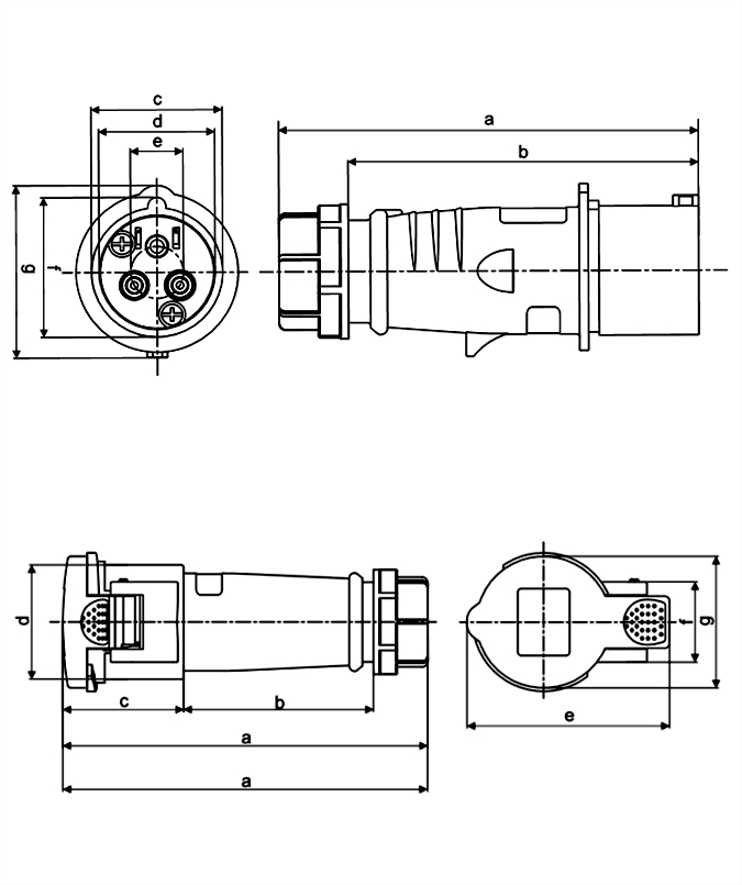 Wholesale IEC 60309 250V 16A Single Phase 3 Pin Female Male CEE Plugs ...